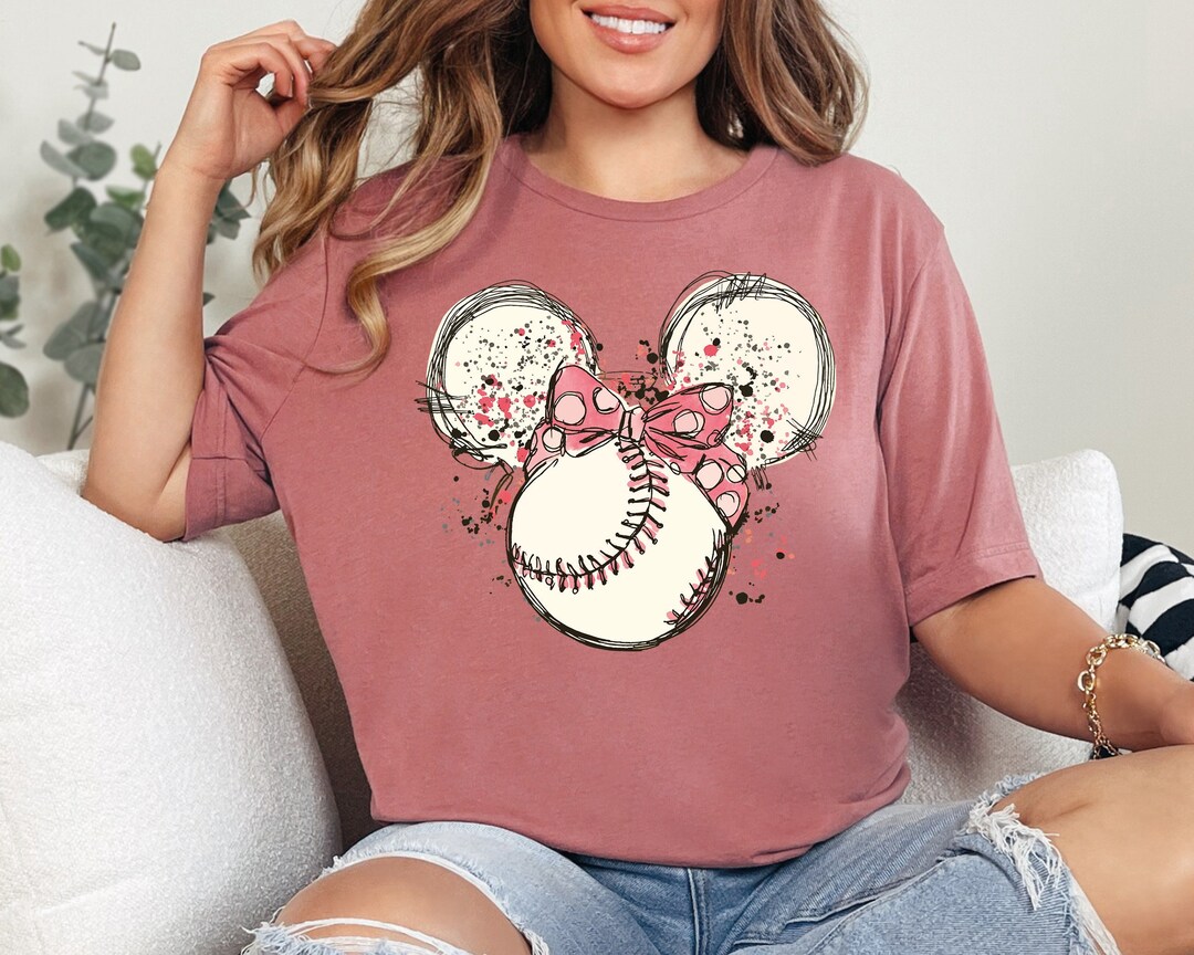 Minnie Head Baseball Tee, Minnie Softball Shirt, Disney World Baseball ...