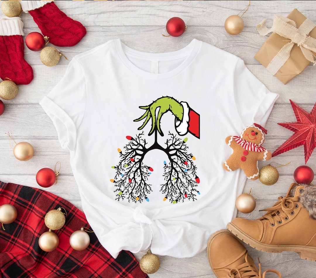 Christmas Nurse Sweatshirt, Lung Christmas Lights Shirts, Respiratory ...