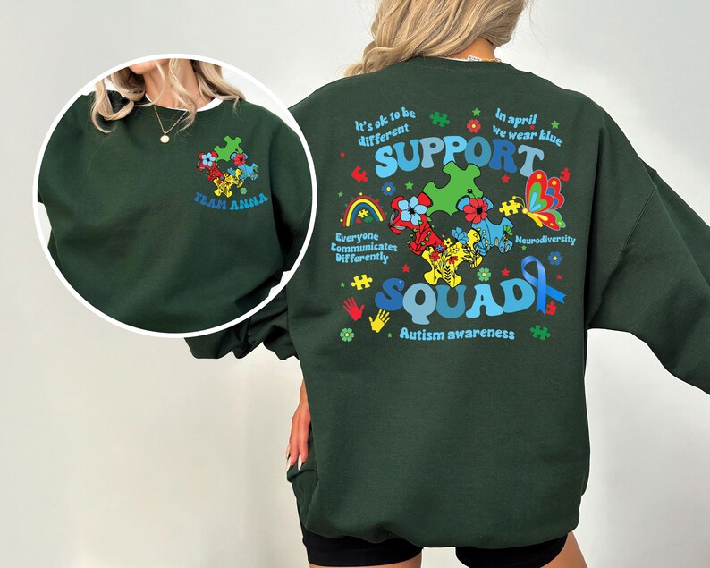 Support Squad Autism Sweatshirt, Autism Awareness Sweatshirt, Support ...