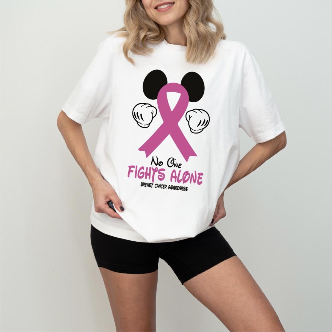 No One Fights Alone Shirt, Disney Breast Cancer Awareness Shirt, Mickey ...