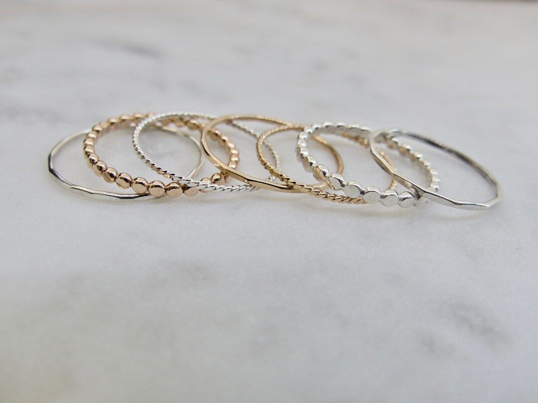 Thin Hammered Stacking Band Ring, Sterling Silver Stackable Ring ...