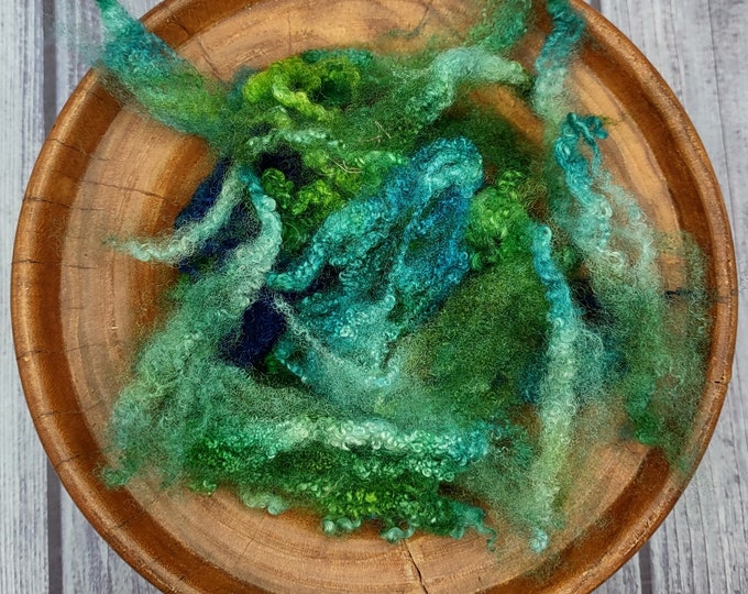 BFL Curly Wool Locks - Green and Blue - Needle Felting - Etsy