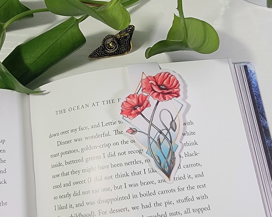 Pink Poppies Magnetic Bookmark, Art Nouveau Bookmark, Die-cut Vinyl ...