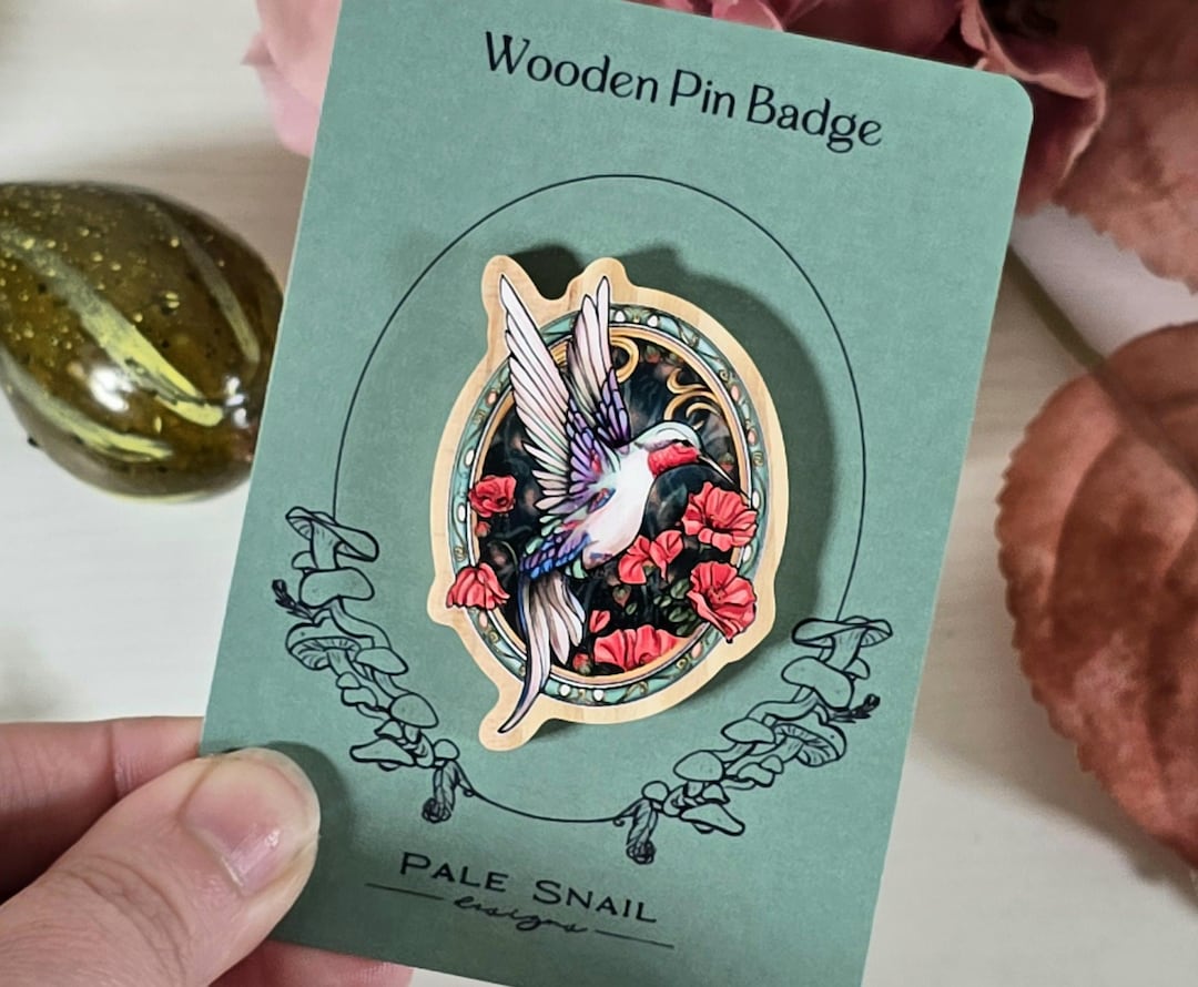Hummingbird Wooden Pin Badge | Art Nouveau | Spring Gifts | Cute Birds ...