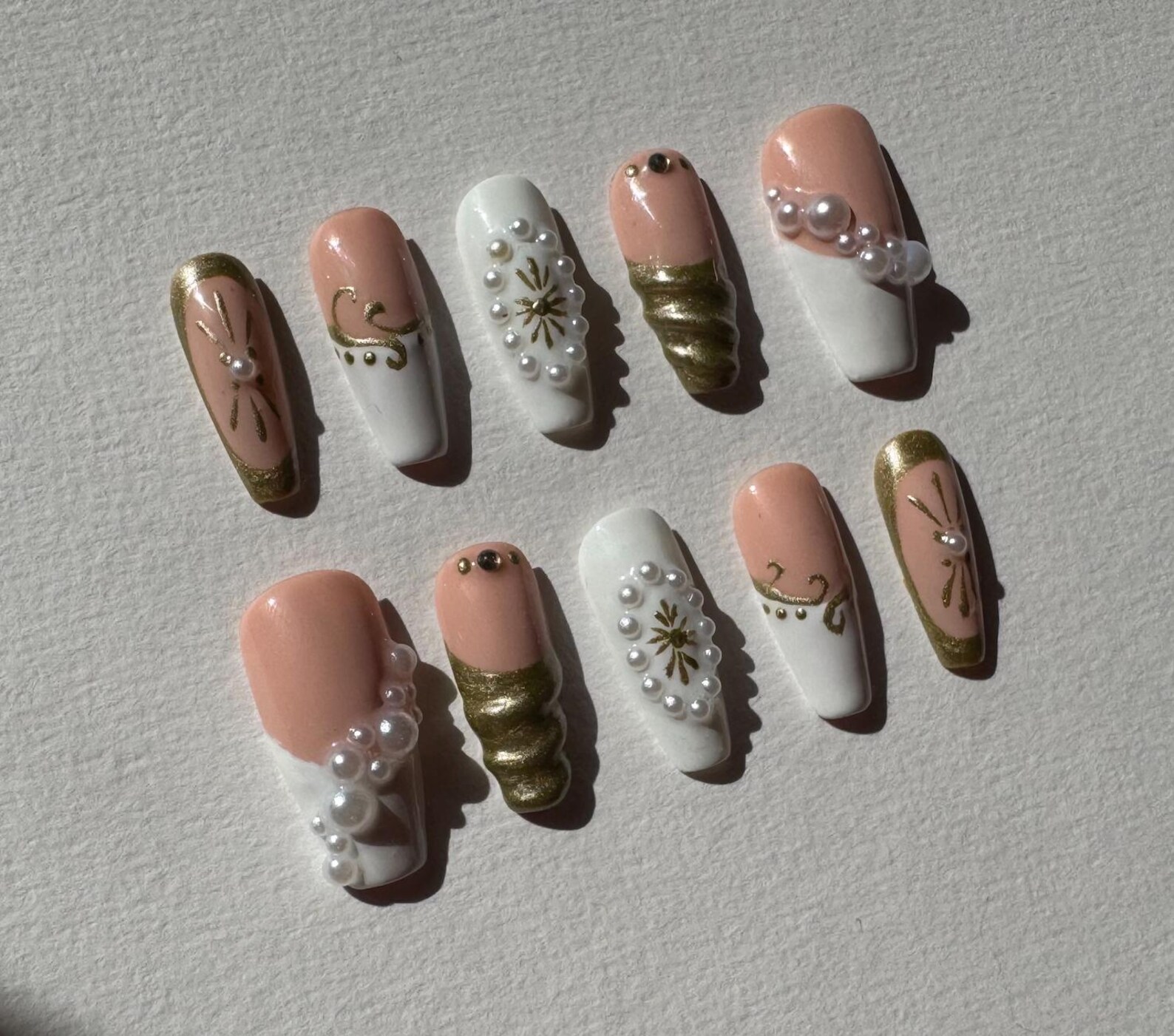Goddess Nails- Aphrodite White and Gold Press on Nails - Etsy
