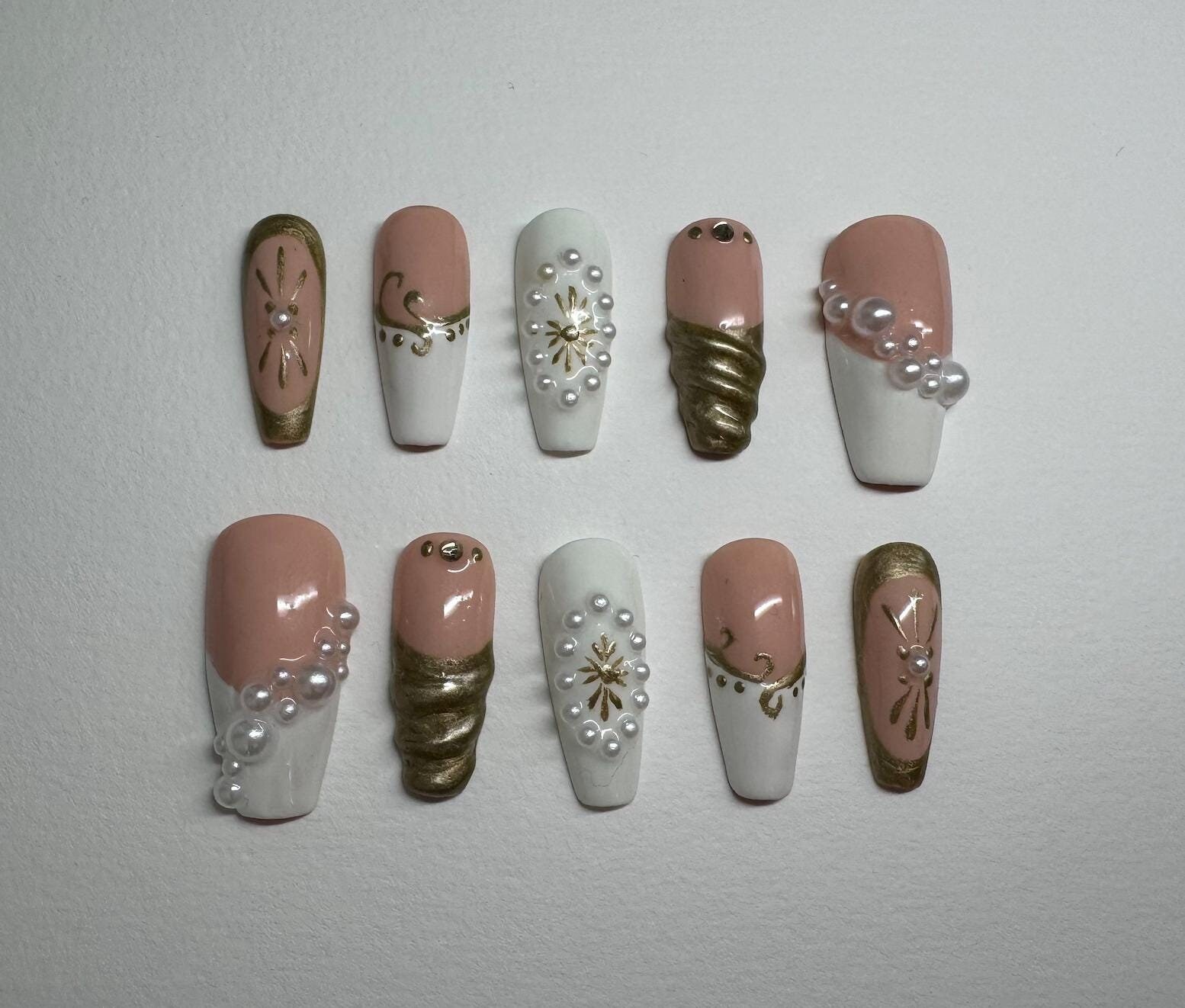 Goddess Nails- Aphrodite White and Gold Press on Nails - Etsy