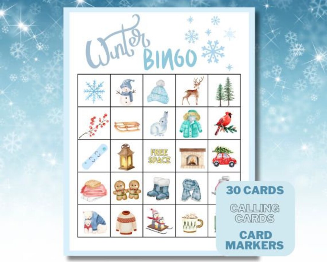 Winter Holiday Bingo Game: 30 Printable Cards (PDF Download) - Etsy