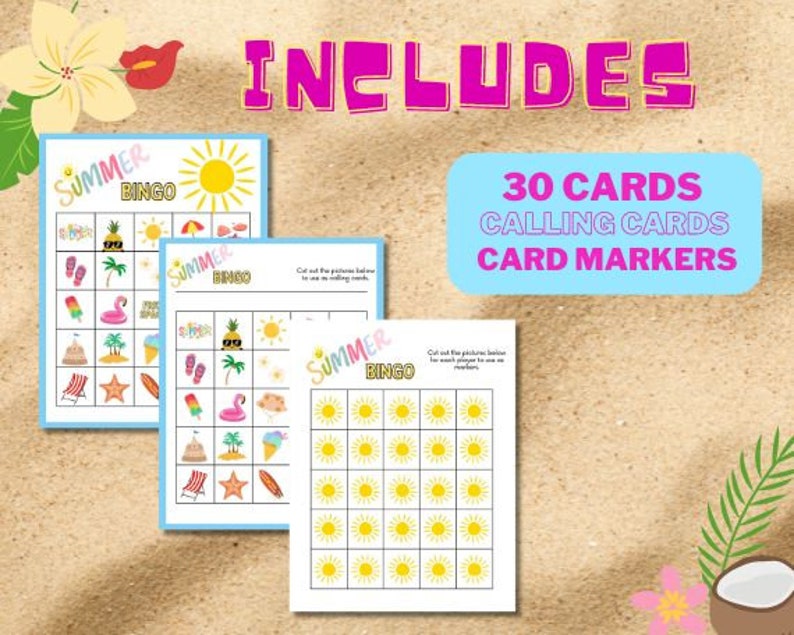 Summer Bingo Game | End of Year Classroom Party for 30 | Summer ...