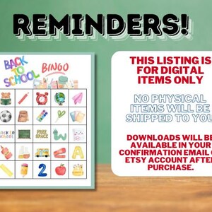 Back to School Bingo Printable Game Set of 30, Beginning of Year ...