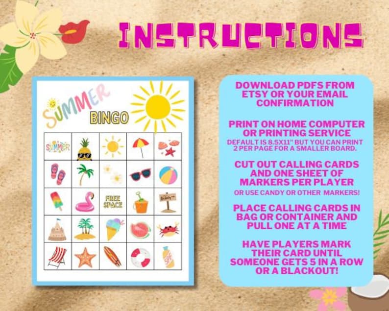 Summer Bingo Game: End of Year Classroom Party (PDF Pattern) - Etsy