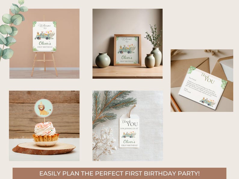 Wild One Birthday Decor Bundle, Green Zoo Sarai Animal Theme Party ...
