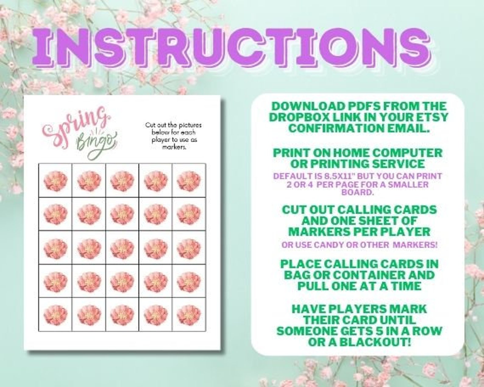 Spring Bingo Printable Game Set of 30, Spring Classroom Game, Spring ...