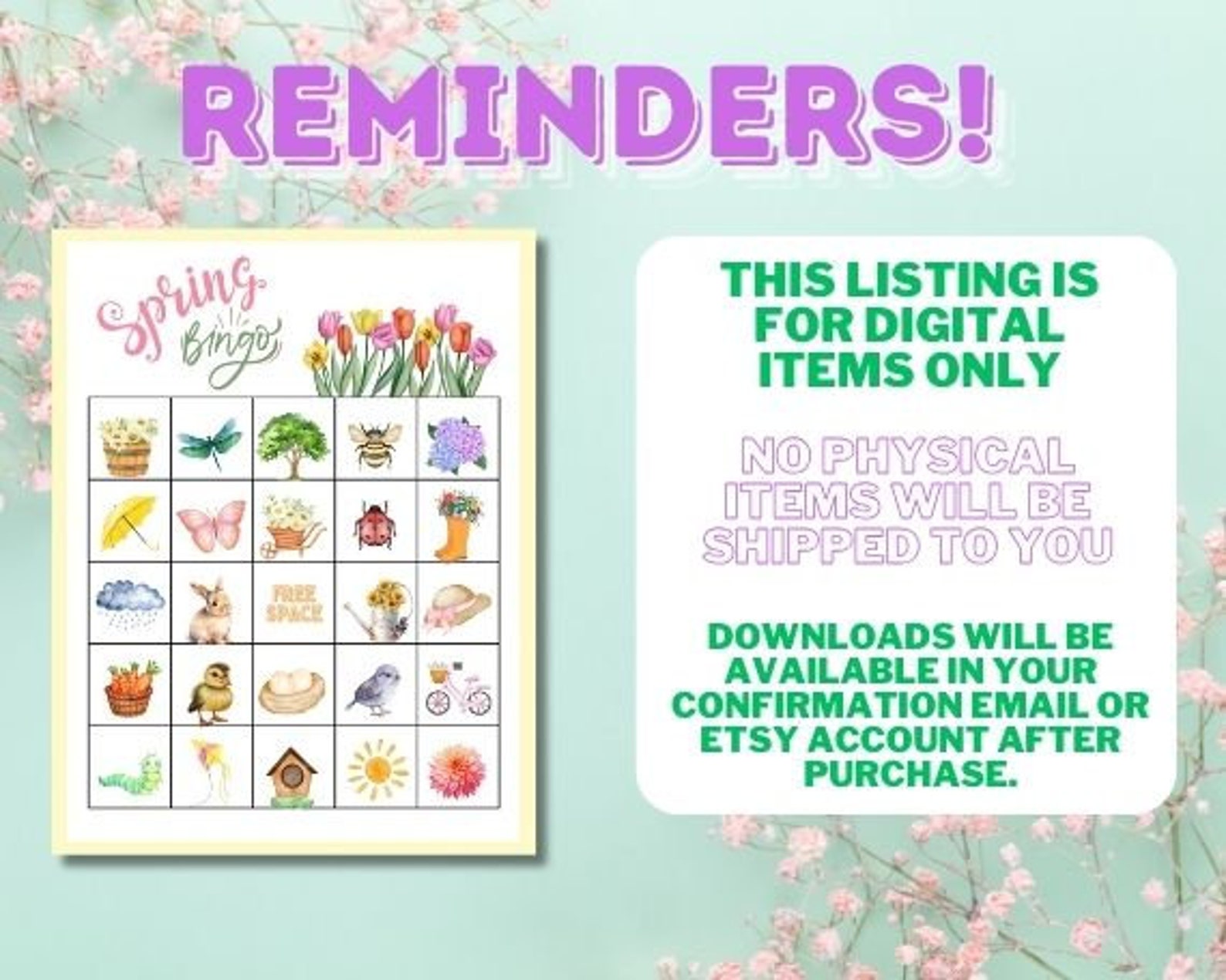 Spring Bingo Printable Game Set of 30, Spring Classroom Game, Spring ...