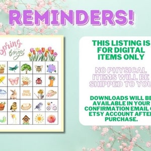 Spring Bingo Printable Game Set of 30, Spring Classroom Game, Spring ...