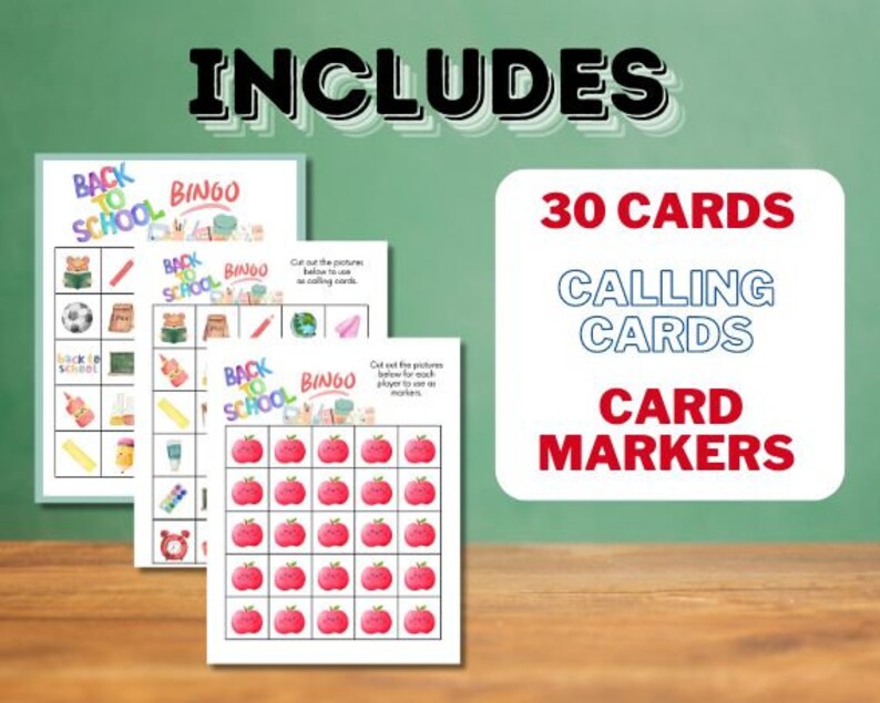 Back to School Bingo Printable Game Set of 30, Beginning of Year ...