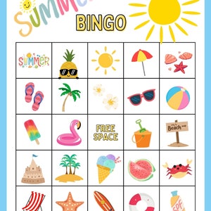 Summer Bingo Game | End of Year Classroom Party for 30 | Summer ...
