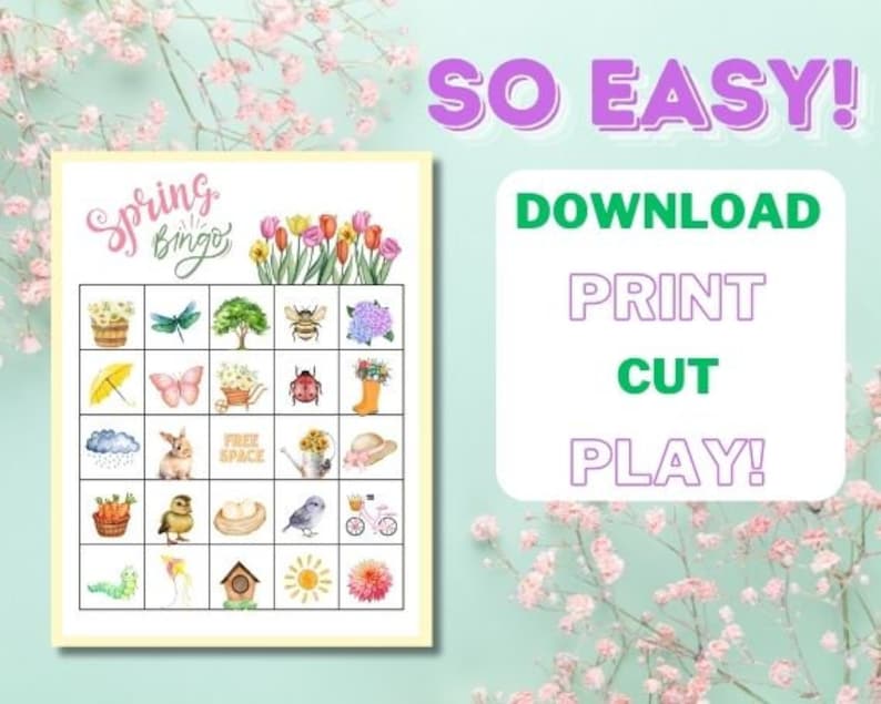 Spring Bingo Printable Game Set of 30, Spring Classroom Game, Spring ...