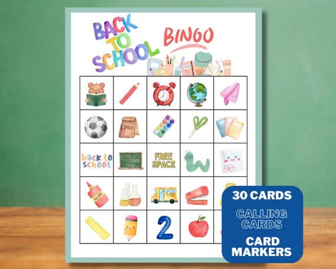 Back to School Bingo Printable Game Set of 30, Beginning of Year ...