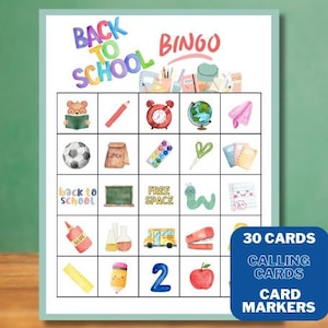 Back to School Bingo Printable Game Set of 30, Beginning of Year ...