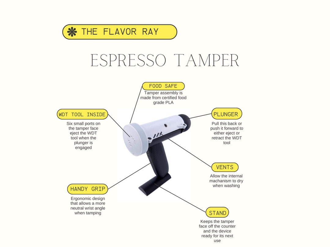 The Flavor Ray Espresso Tamper and WDT Multitool Coffee Gadget. Black ...