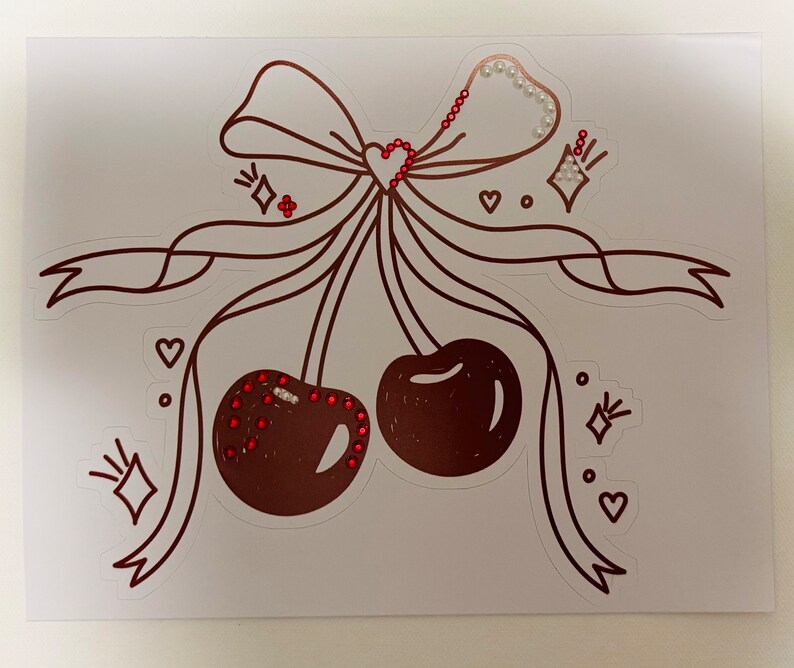Cherries and Heart Bow Rhinestone Canvas Art Kit - Etsy