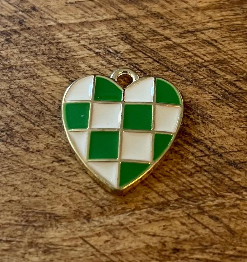 Checkered Heart Gold Charm: Alloy Pendant for Jewelry DIY Pack of 5 - Etsy