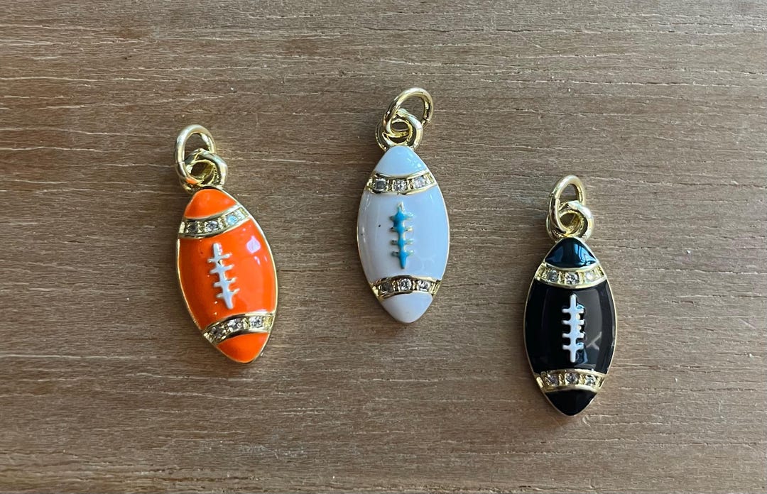 Gold Plated Football Charm: Cubic Zirconia Enamel Pendant (18x8mm) - Etsy