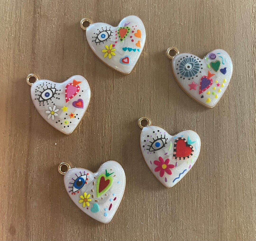 Anime Style Heart Charms for DIY Jewelry Making/crafting Projects ...