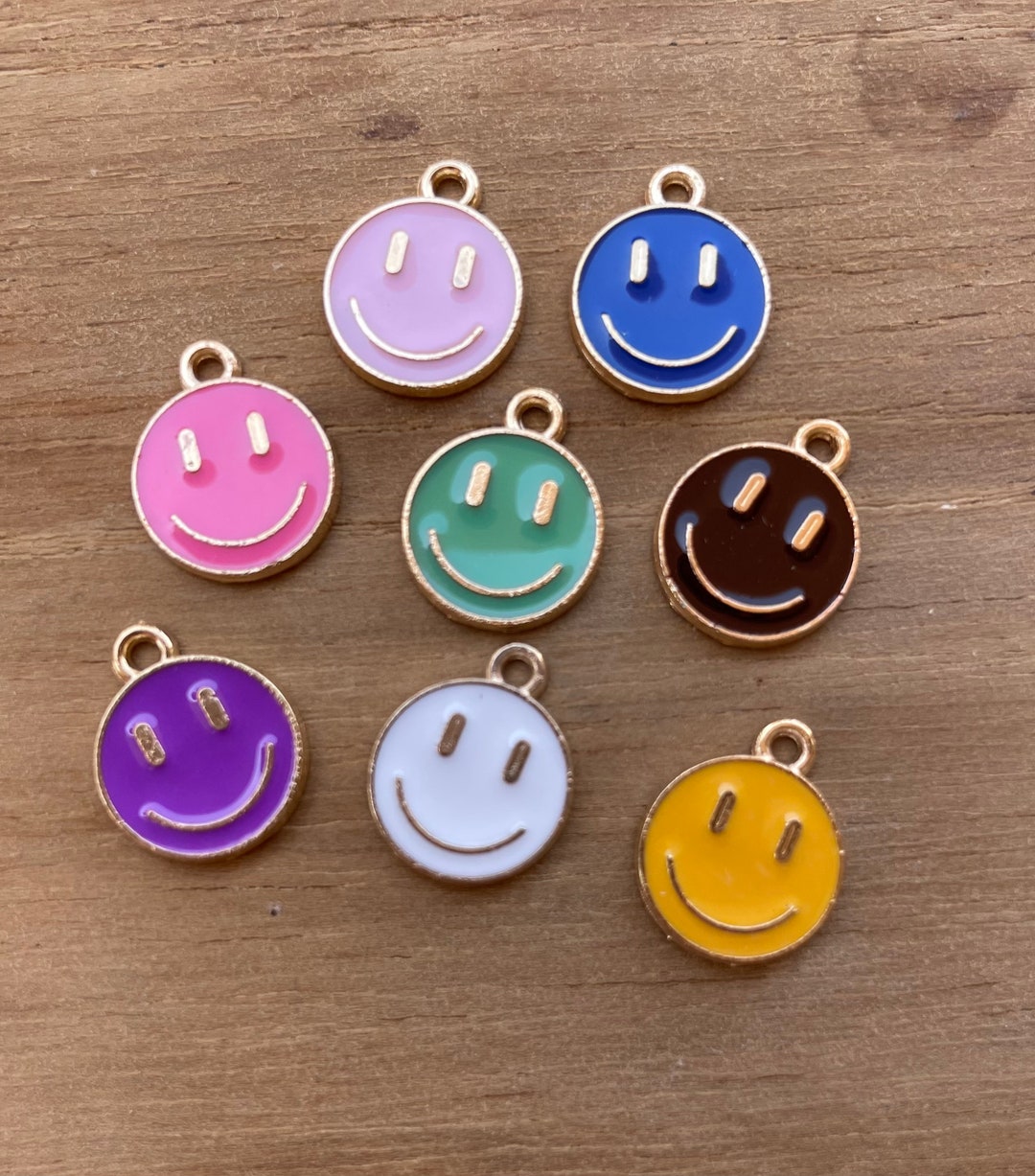 Enamel Smiley Face Charm: Round Alloy Jewelry Making Pendant - Etsy