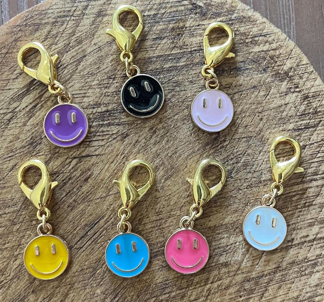 Enamel Smiley Face Charms: Golden Alloy DIY Jewelry (.57x.47”) Shoe ...