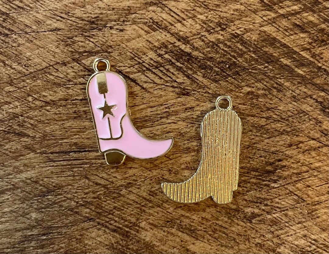 Enamel Cowboy Boot Charm: Gold Rodeo Jewelry Pendant (16x24mm) - Etsy