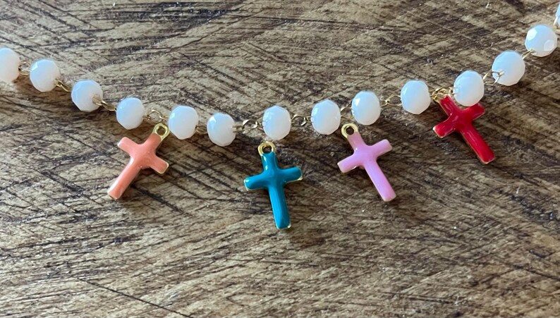 Enamel Cross Charm: Colorful Stainless Steel Pendant (1cmx0.5cm) - Etsy