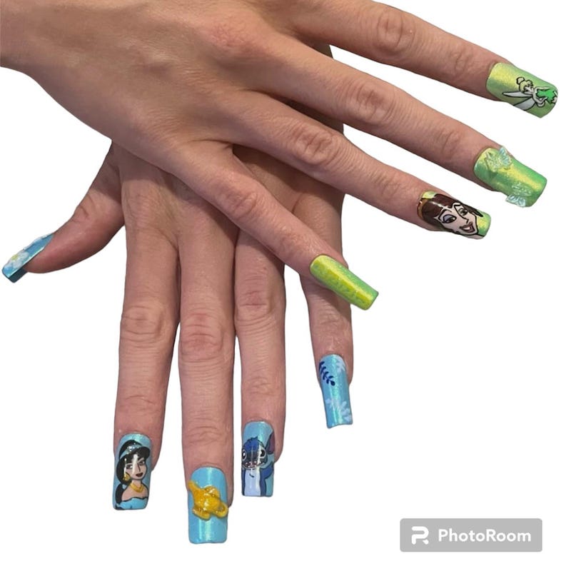 Tinkerbell Nails - Etsy