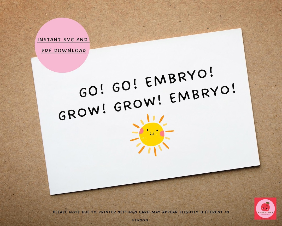 IVF Go Grow Embryo Card Infertility Card Fertility Card IVF Card ...