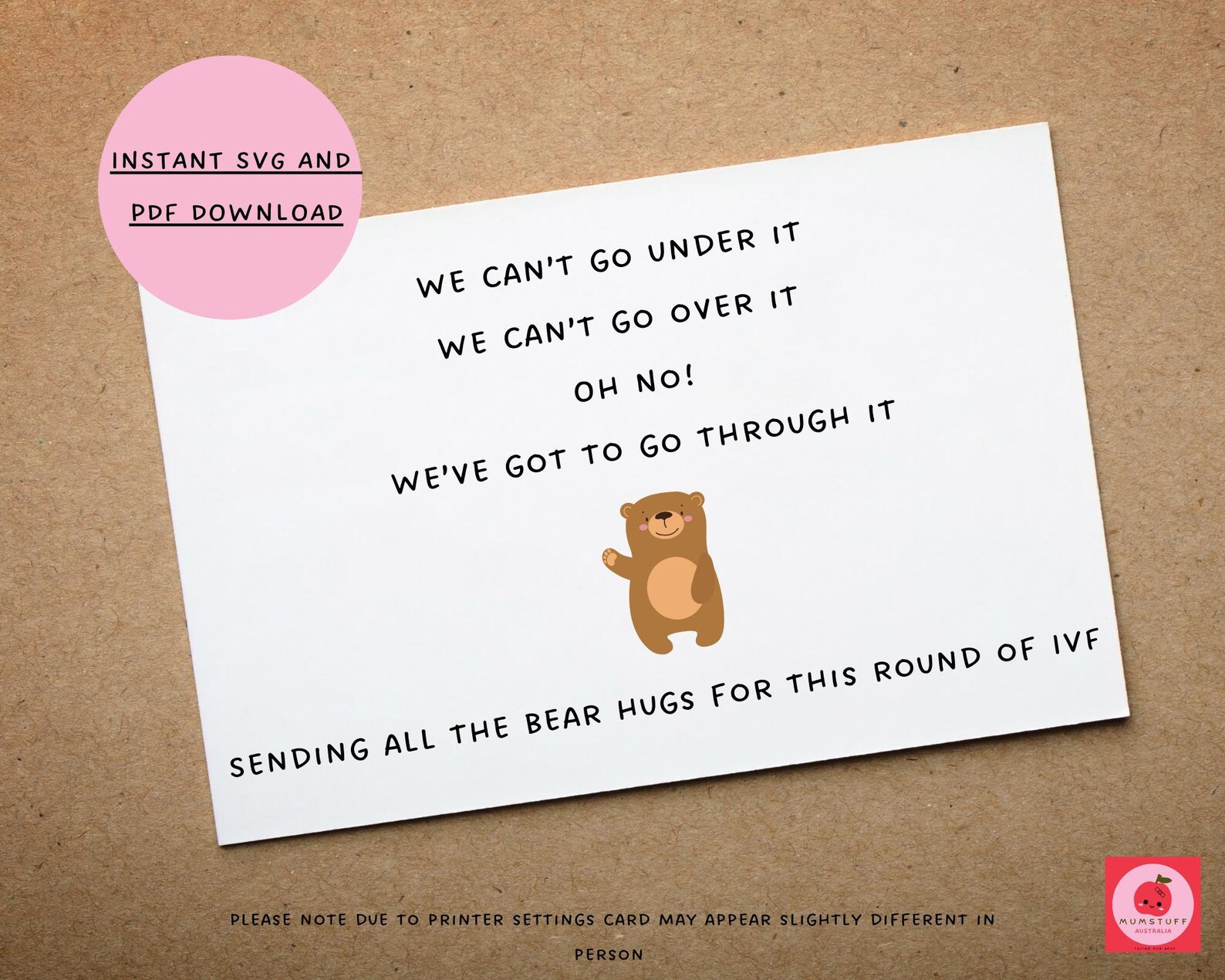 IVF Bear Hunt Card Infertility Card Fertility Card IVF Card Infertility ...