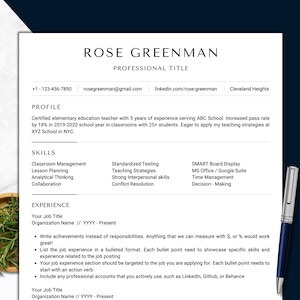 Clean Modern ATS Friendly Resume Template in MS Word, Canva, ATS ...