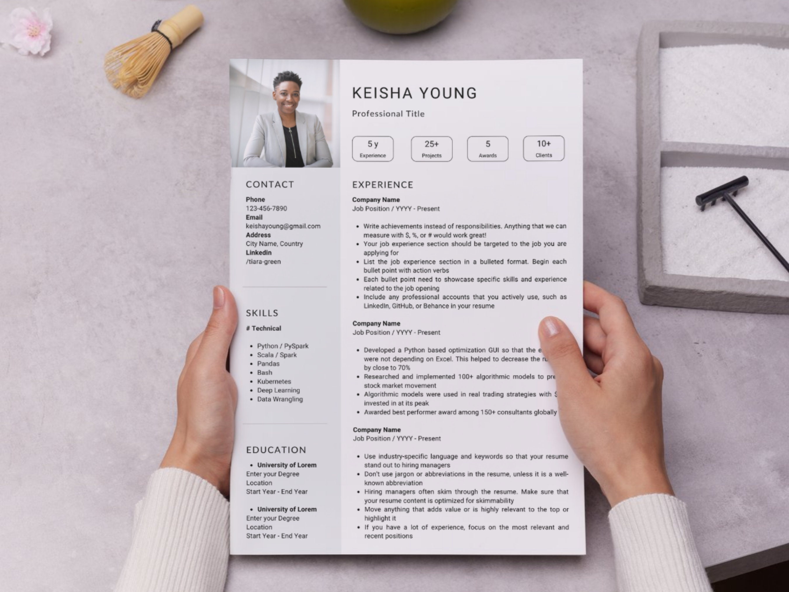 Editable Modern Resume Template for MS Word and Canva, Professional ...