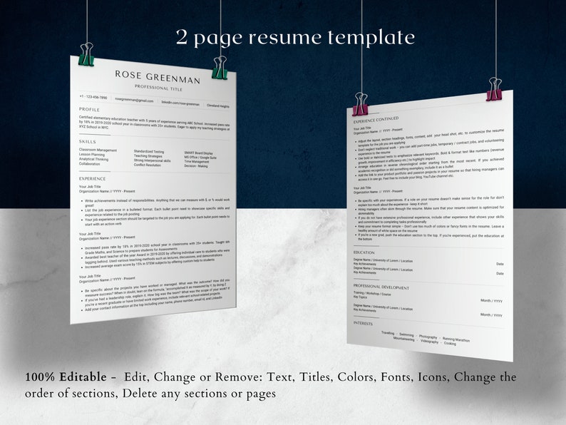 Clean Modern ATS Friendly Resume Template in MS Word, Canva, ATS ...
