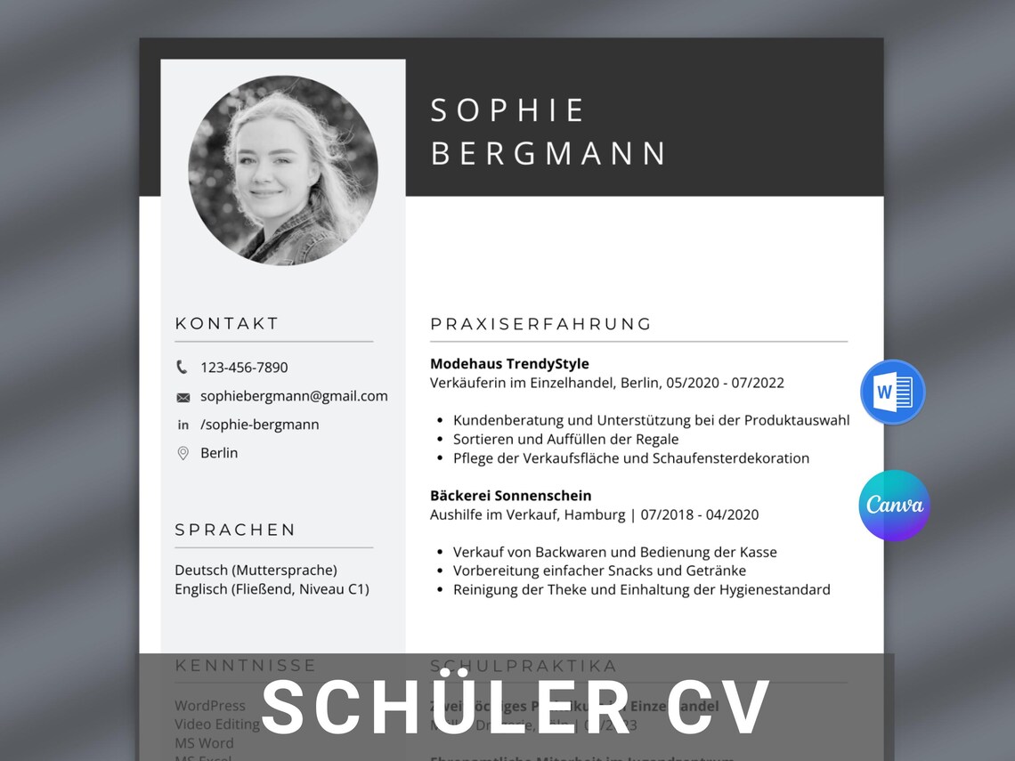 Student Resume Template: Modern CV Design (word & Canva) - Etsy
