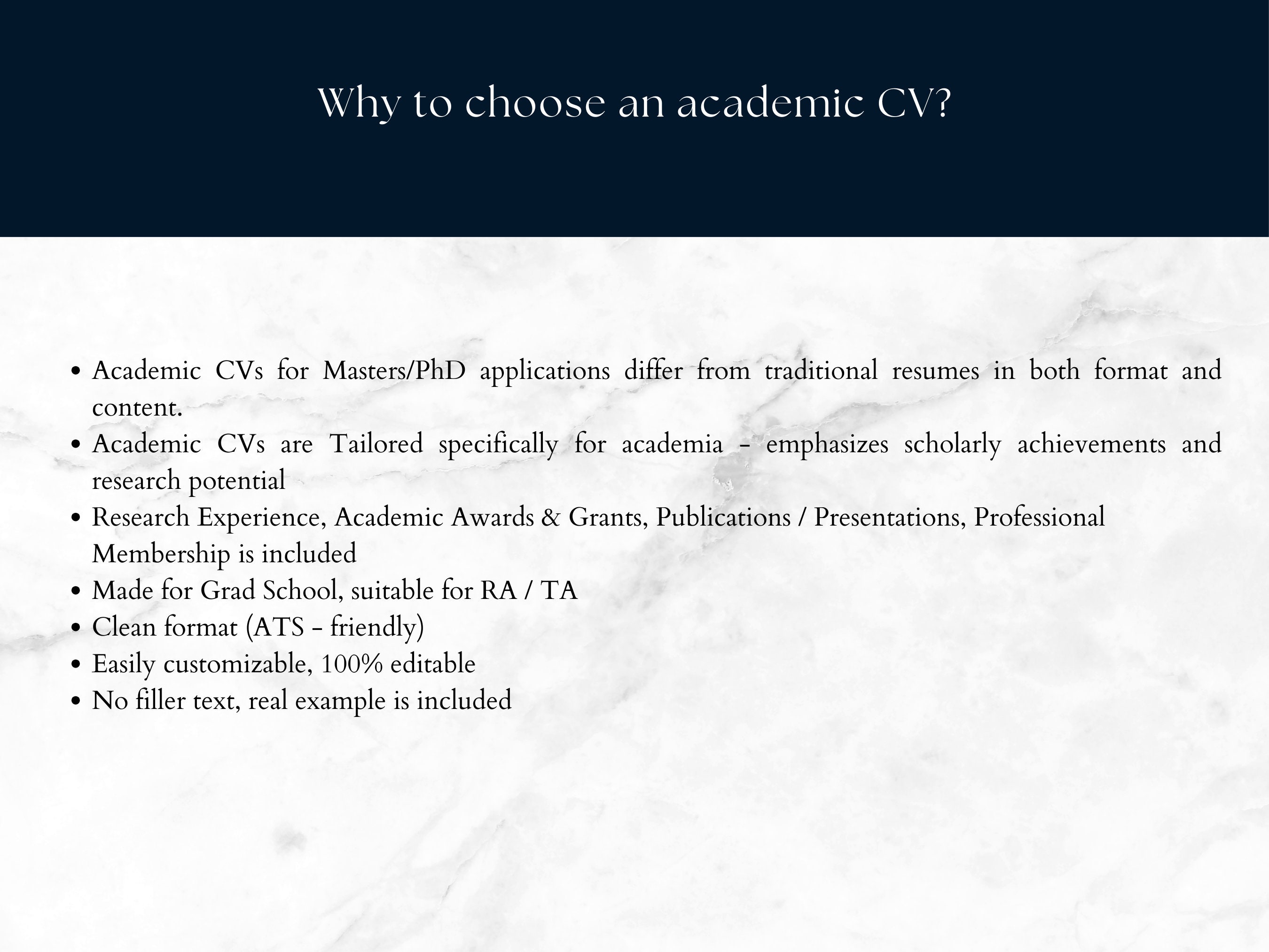 Academic CV Template, Word, Canva, Resume Template for Grad School ...