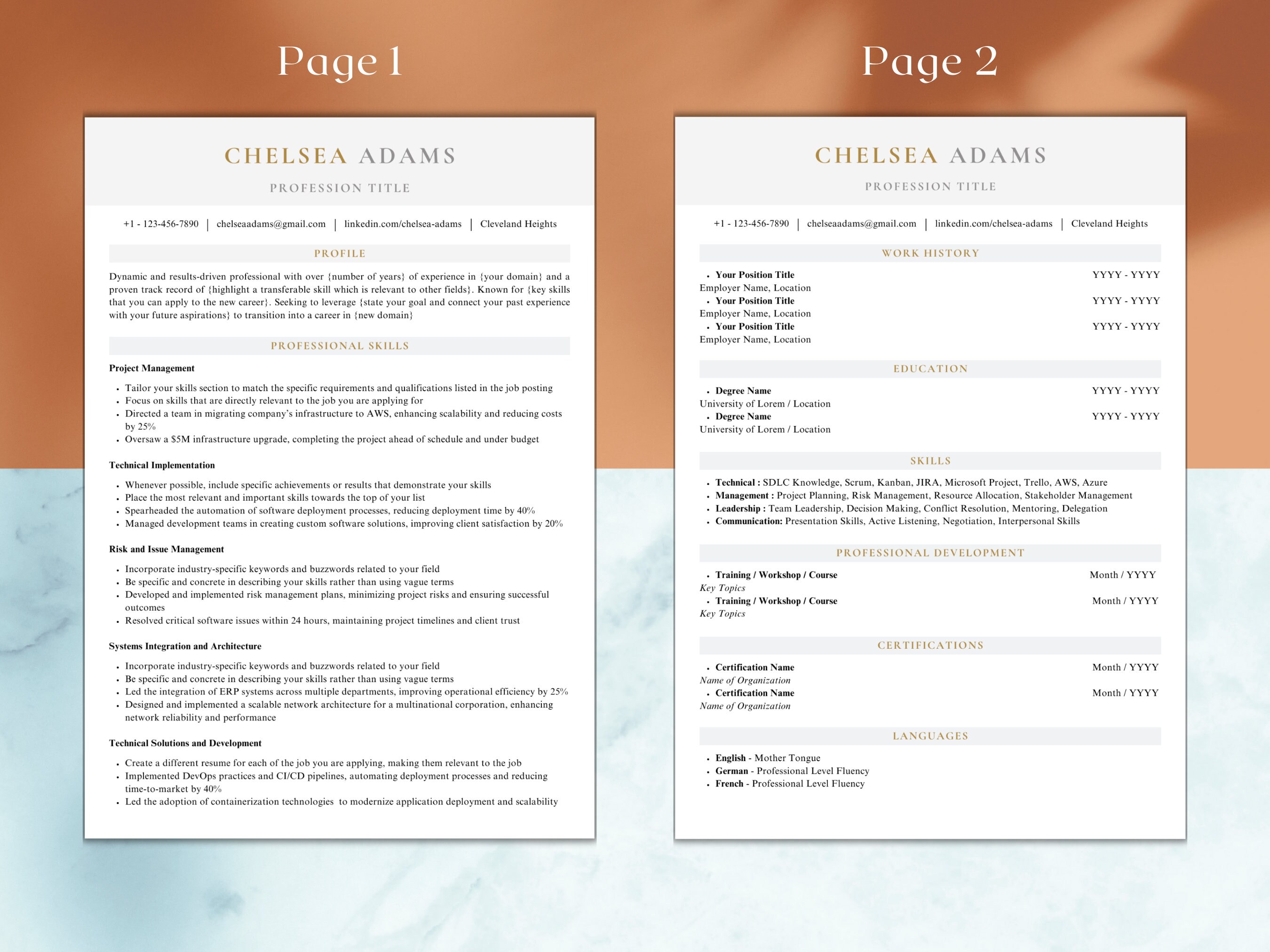 Functional Resume for Career Change - ATS Resume - CV Template Word ...