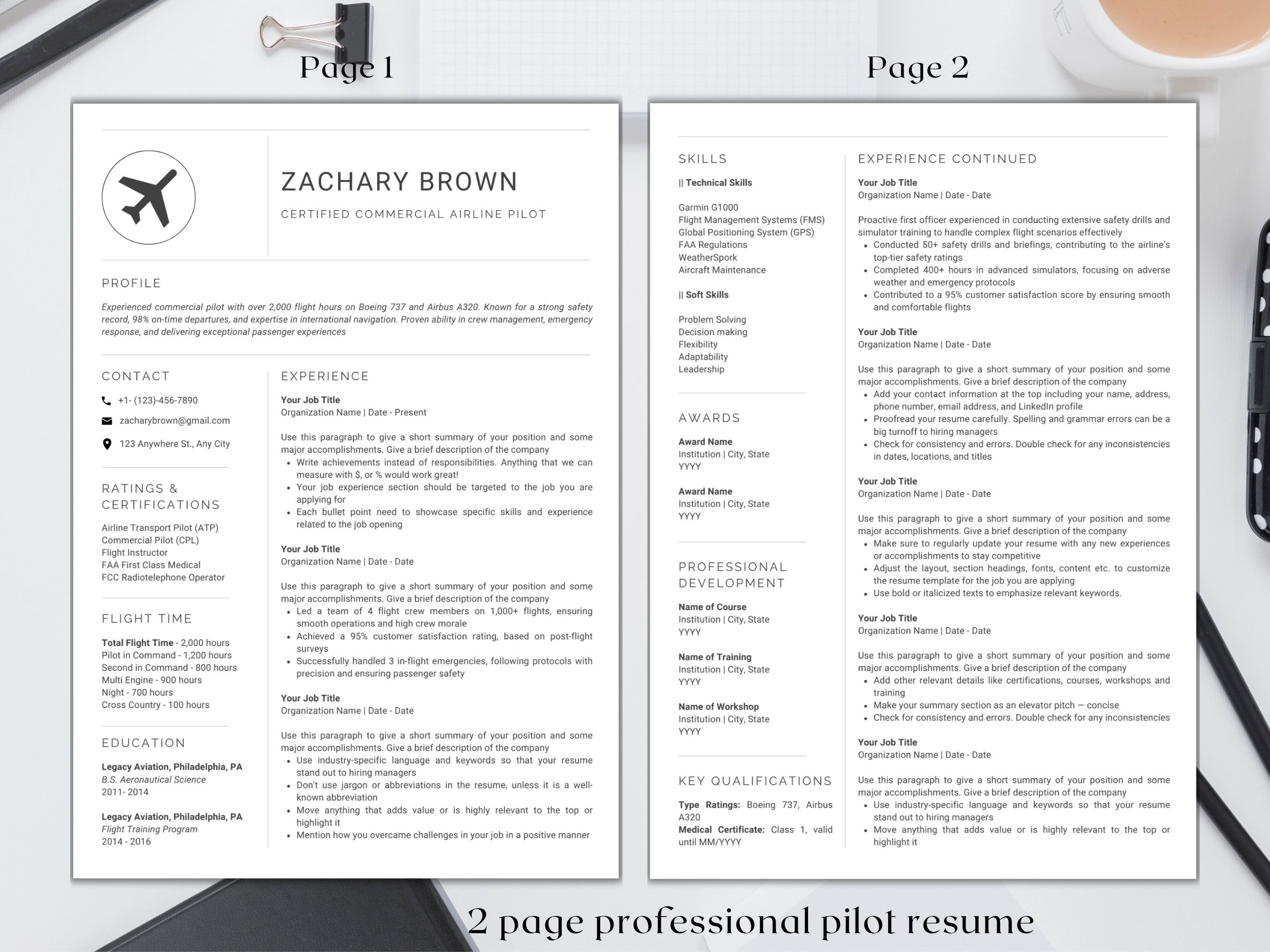 Pilot Resume Template Aviation, Flight Attendant | Airline Pilot ...