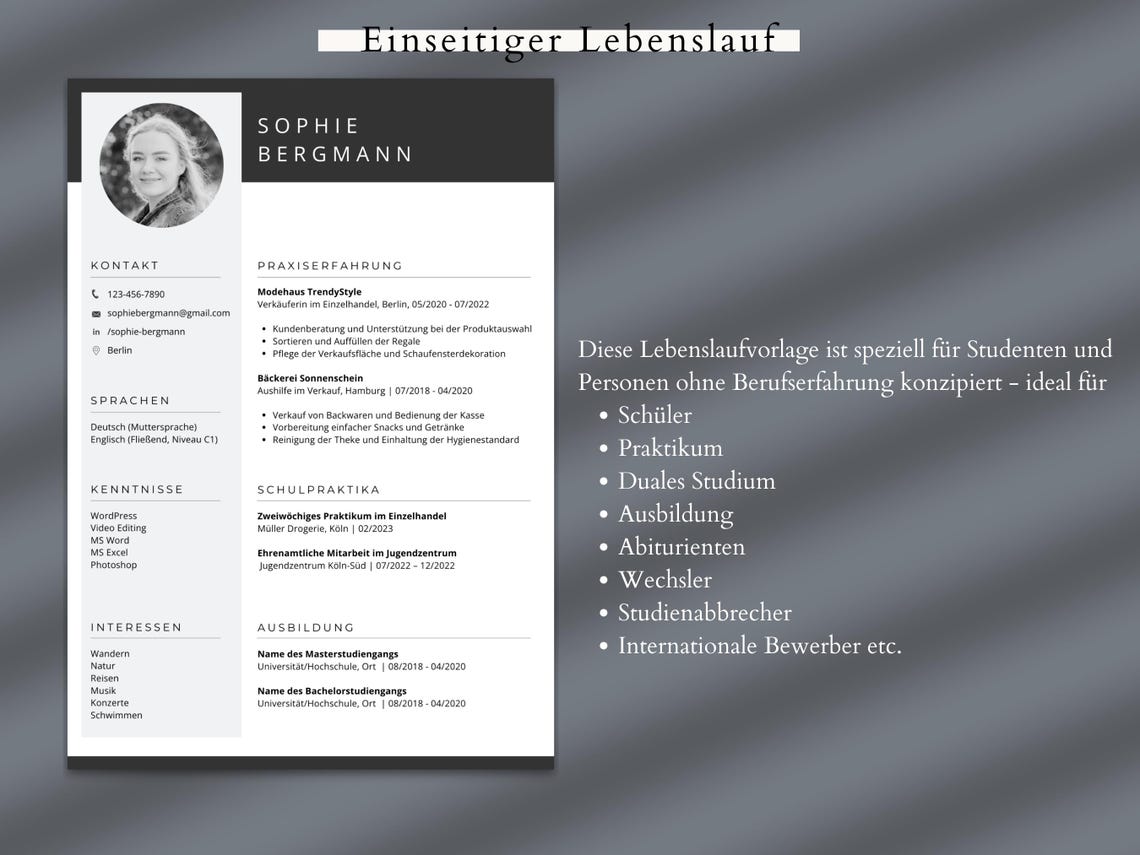 Student Resume Template: Modern CV Design (word & Canva) - Etsy