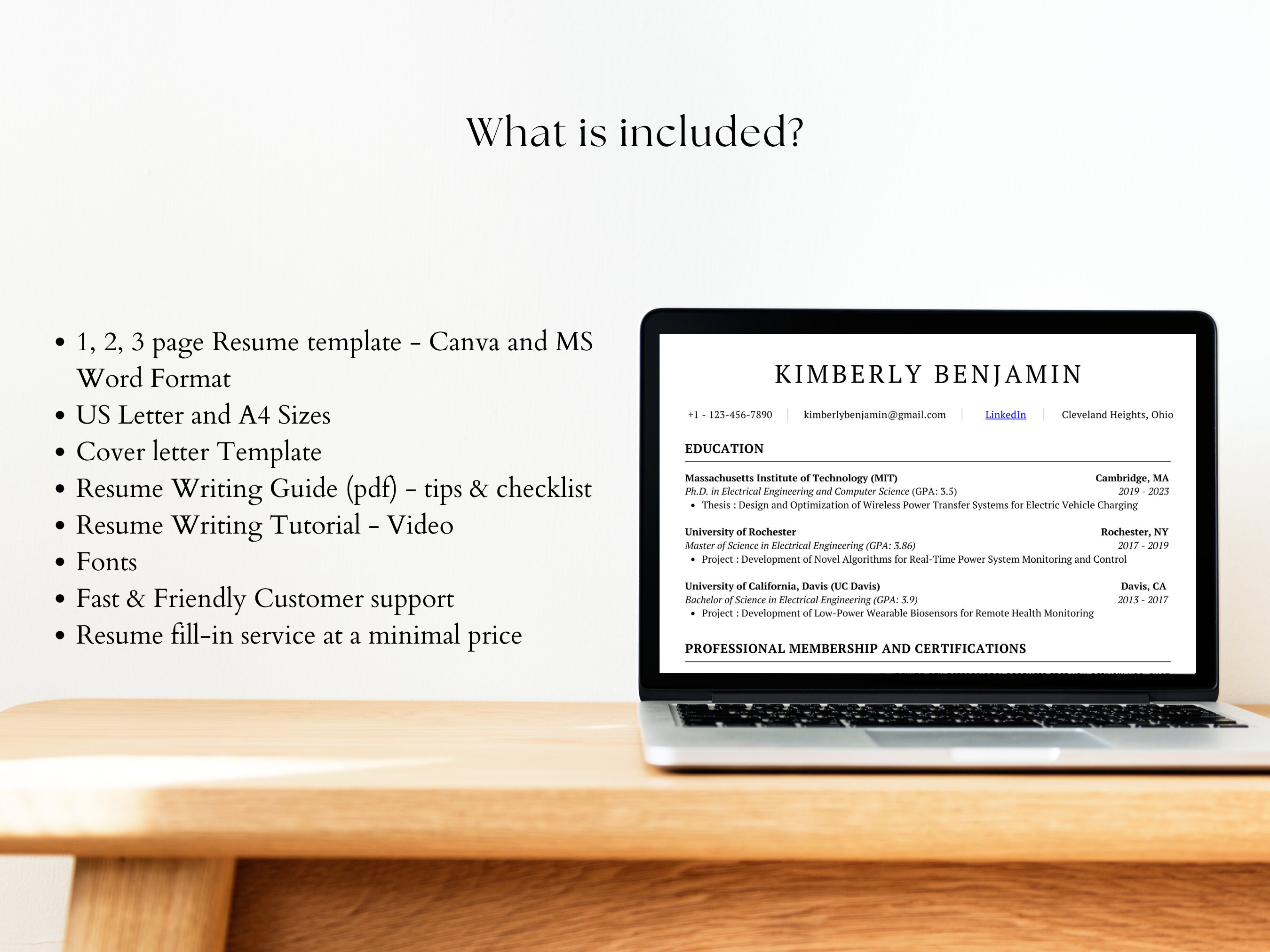 Academic CV Template, Word, Canva, Resume Template for Grad School ...