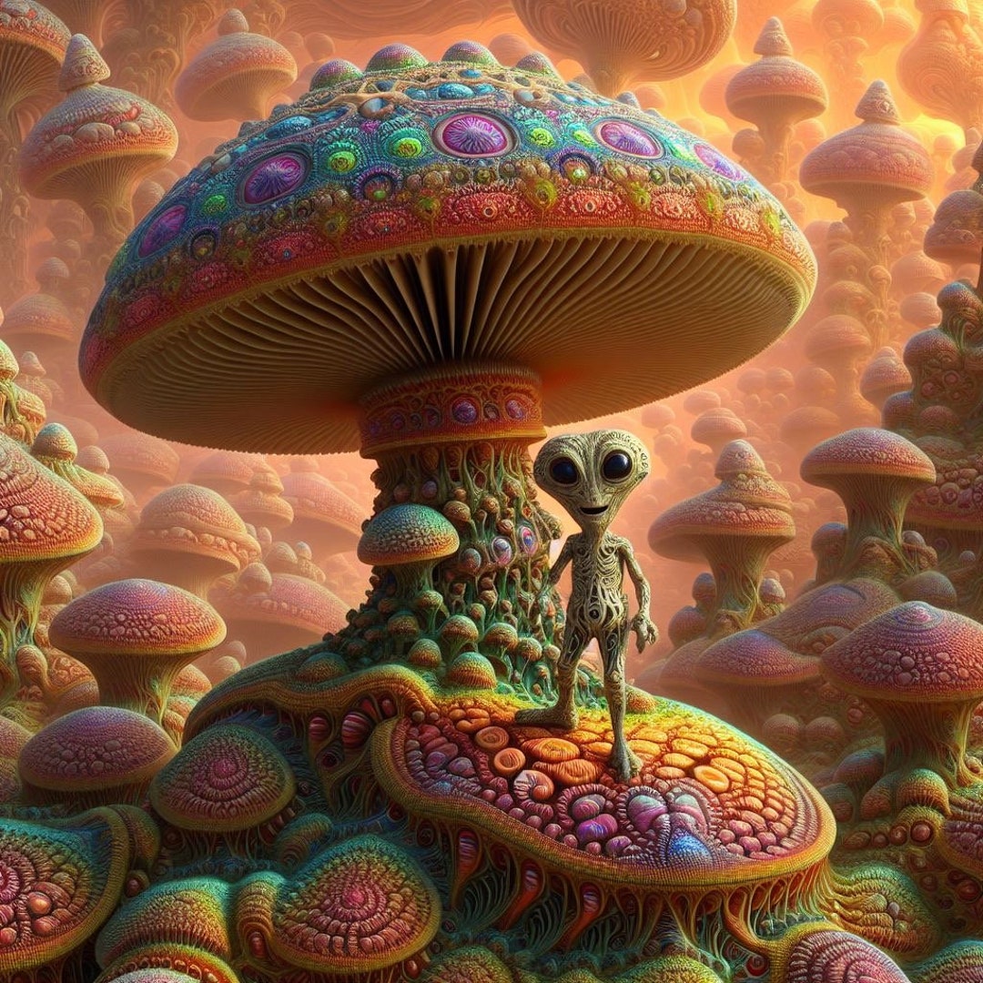 Alien Mushroom Digital Art Print | Sci-fi Fantasy Wall Decor ...
