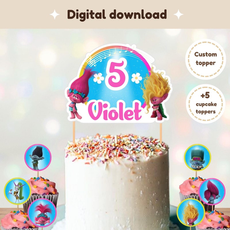 Trolls Cake Toppers - Etsy