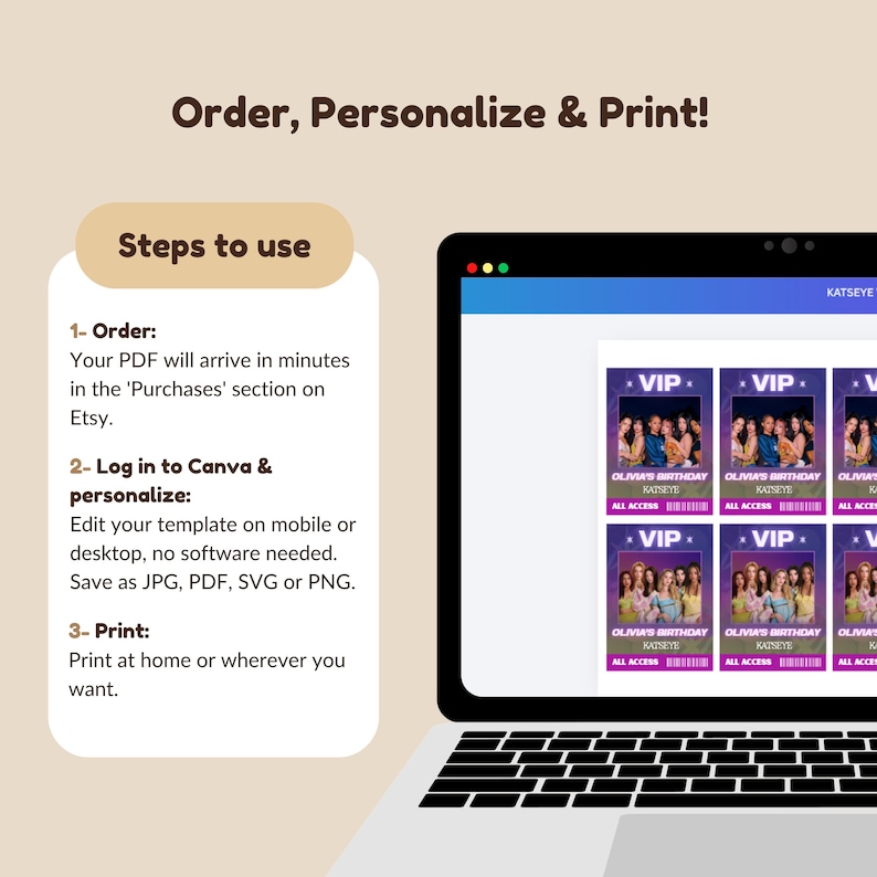 KATSEYE VIP Passes (editable Template) - Etsy