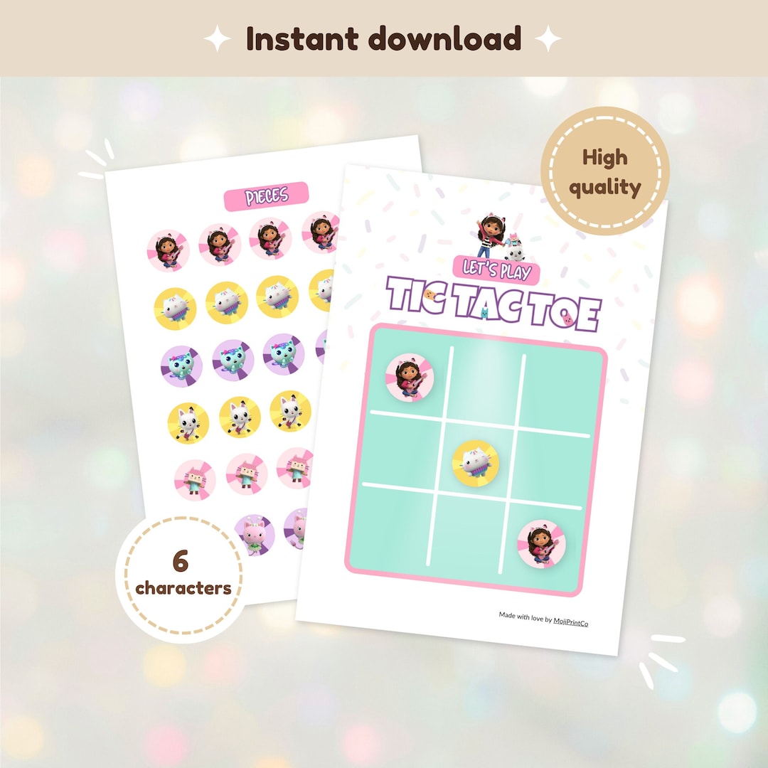 Gabby's Dollhouse Birthday Party Game: Tic Tac Toe Printable (PDF) - Etsy