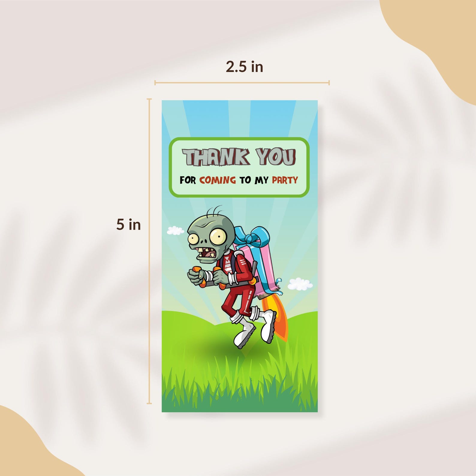 Plants Vs Zombies Thank You Tags, Birthday Party Favors, Party Supplies ...