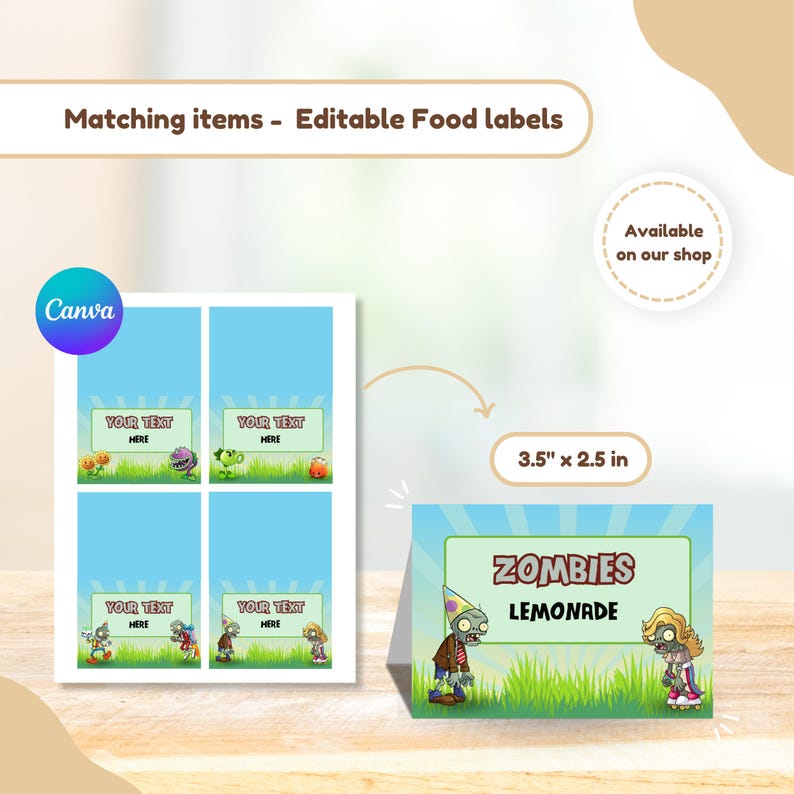 Plants Vs Zombies Thank You Tags, Birthday Party Favors, Party Supplies ...